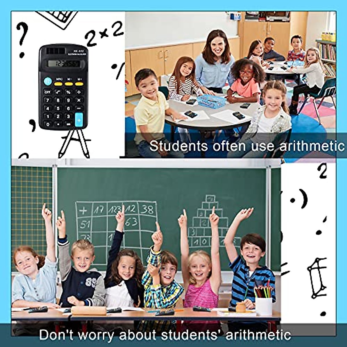 12 Pieces Pocket Size Mini Calculators Handheld Angled 8-Digit Display Calculator Basic Standard Calculators Small Accounting Desktop Calculator for Office School and Home