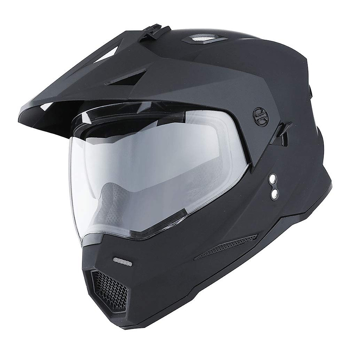 1Storm Dual Sport Motorcycle Motocross Off Road Full Face Helmet Dual Visor Matt Black, Size L