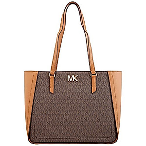 Michael Michael Kors Womens Sylvia Leather Logo Shoulder Handbag Brown Medium