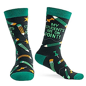 Funny Nerd Socks - Gift For Teachers, Students, Book Lovers, Math, Science Geeks (My Students Are On Point)