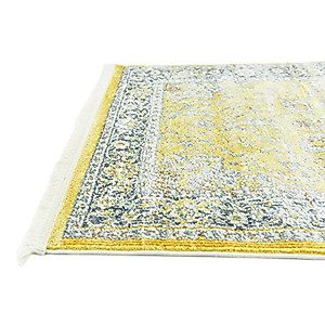 Unique Loom Baracoa Collection Area Rug - Prado (2' 2" x 6' 1" Runner, Yellow/ Ivory)