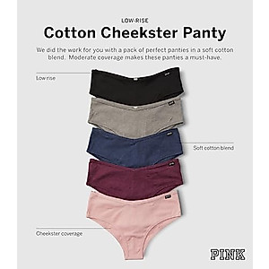 Victoria's Secret PINK Women's Cotton Cheeky Underwear, Panties for Women, Holiday Plaid, (XS)