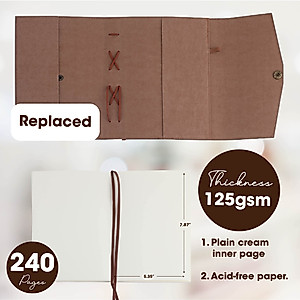 Desecraft Vintage Leather Journal for Men Women for Writing Drawing（ 6.1x8.27 inches）- Blank Leather Bound Journal Notebook,125gsm Premium Thick Paper, 240 Pages, Cream,Journal Diary Travel Leather