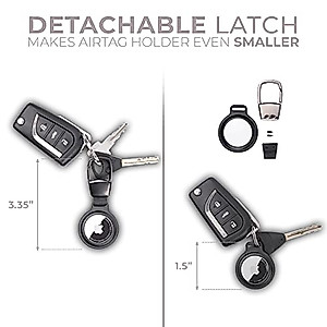 Ronton Airtag Keychain Holder - Protective Apple Airtag Case - Scratch Resistant Metal Air Tag Holder Anti-Lost Airtag Dog Collar Holder with Magnetic Closing Feature -Bonus Front/Back Protective Film