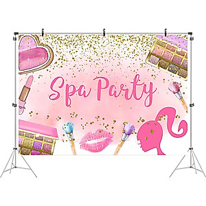 Ticuenicoa Make Up Spa Party Backdrop 7x5ft Pamper Party Decorations Supplies for Girl Princess Woman Pink Beauty Makeup Birthday Photography Background Banner Photo Studio Props