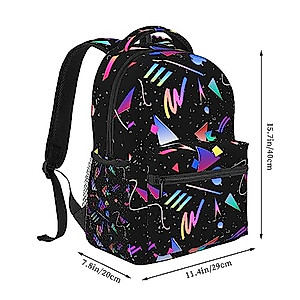 MANQINF Funny 80S 90S Pattern Backpack Casual Hiking Camping Travel Backpacks Lightweight Daypack Bag Women Men Bookbag