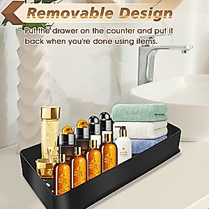 WAYCOM Under Sink Organizer with Sliding Storage Drawer, 2-Tier Sliding Cabinet Basket Organizer Shelf with 2 Hanging Cups and 4 Hooks Organizer Shelf Storage Baskets Under Sink Racks for Bathroom