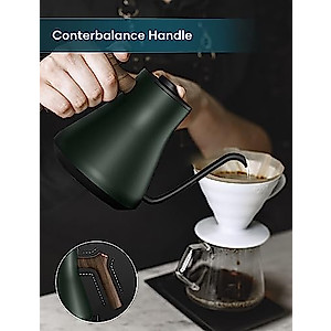 Electric Kettles, INTASTING Gooseneck Electric Kettle, ±1℉ Temperature Control, Stainless Steel Inner, Quick Heating, for Pour Over Coffee, Brew Tea, Boil Hot Water, 0.9L Green
