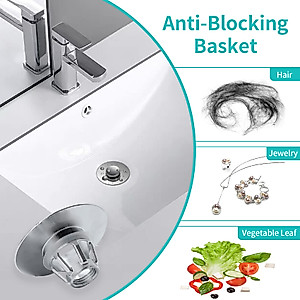 Universal Bathroom Sink Stopper with Hair Catcher, for 1.04-1.97 Inch Drain Hole, Spring Core Bathtub Drain Cover, Pop Up Sink Plug Basin Drain Strainer