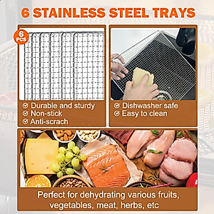 COZZIVITA Food Dehydrator | 6 Trays Fruit Dehydrator |Digital Adjustable Timer Food Dehydrator|185°F Temperature Control Food Dehydrator Machine for Home,Fruit,Candy,Jerky,Meat and Herbs.