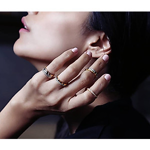 ZDIFDIC Rose Gold Honeycomb Stacking Ring 3 Pieces Hexagon Statement Rings with Delicate Cubic Zirconia Promise Wedding Engagement Eternity Bands Gifts for Women Size 6 to10(10#)