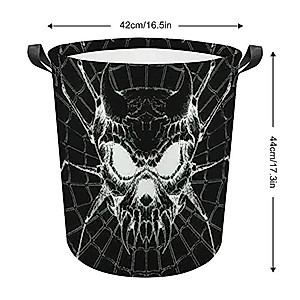 Spider Webs Skull Art Oxford Cloth Laundry Basket with Handles Storage Basket for Toy Organizer Kids Room Nursery Hamper Bathroom