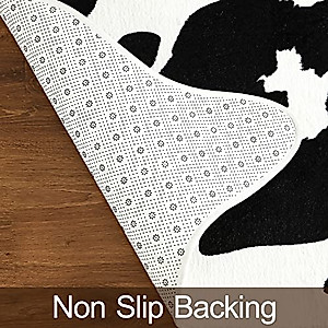 Espiraio Cow Print Rug, Cute Area Rug for Living Room Bedroom Nursery Room, Super Soft Non-Slip Faux Animal Print Carpet for Kids, Suitable for Western Room Decor, Black and White, 4.6x5.2 Feet