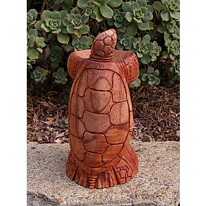 ANEWNICE VERSAINSECT l Nautical Turtle Hono Wood Statue Wine Bottle Holder Tiki Bar Garden Sculpture Outdoor Decoration