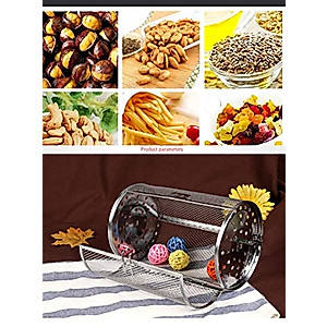 Falytemow Stainless Steel Rotisserie Grill Roaster Drum Oven Basket Oven Roast Baking Rotary for Peanut Dried Nut Coffee Beans BBQ 5.51 x 10.43 inch (14x26.5cm)