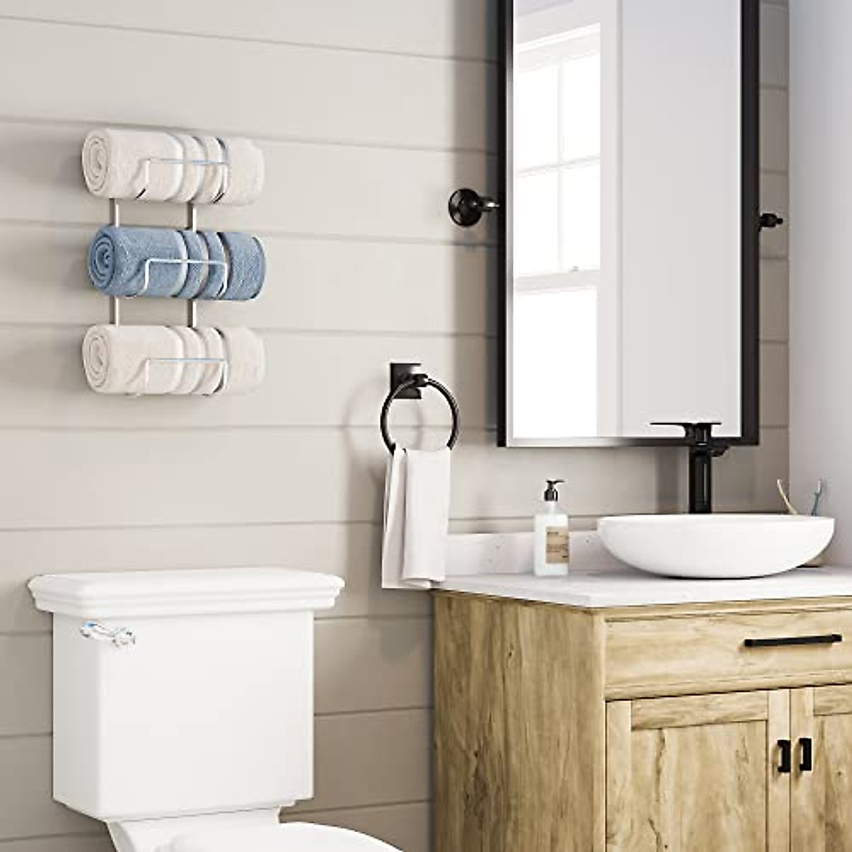 Wallniture Boto Bathroom Towel Rack Wall Mounted Bathroom Organizer, Bath Towel & Hand Towel Holder, 3 Sectional Bathroom Storage Rack Chrome Straight Shape