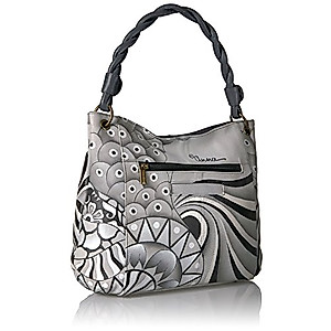 Anna by Anuschka womens genuine Top Handle Handbag, Patchwork Pewter, One Size US