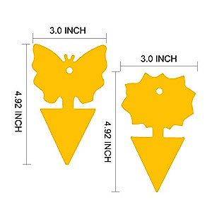 48PCS Fruit Fly Sticky Traps, Fungus Gnat Traps Insect Trap for Plants Kitchen Indoor and Outdoor（48 Lemon Yellow ）