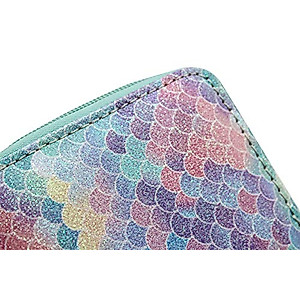 Orityle Women Small Short Wallets Mermaid Scale Coin Purse Credit Card Holder with Zipper for Teen Girls, B, One Size