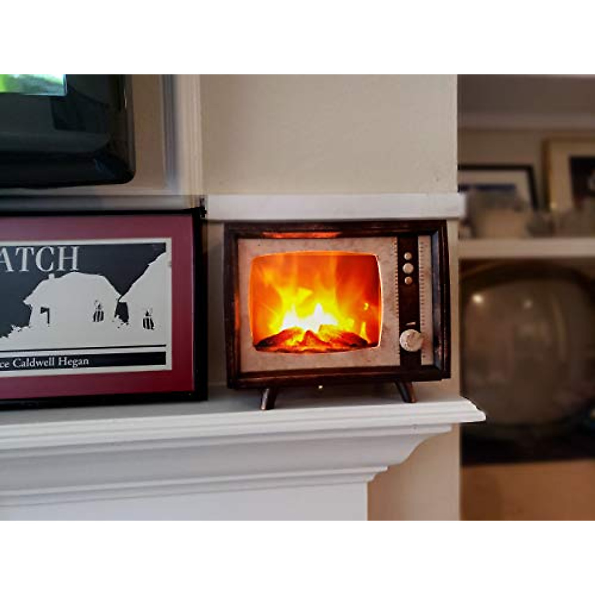 Decorative Realistic Fireplace Compact Retro Television with LED Moving Flame Effect, Hearth-Like-Glow With Electric Fireplace TV Look For Indoors by ELYYT