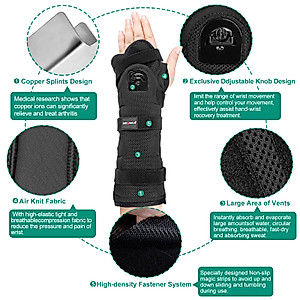 NEENCA Wrist Support Brace, Night Sleep Hand Support Brace with Splints and Adjustment Knob, Palm Wrist Orthosis - Fits Both Hands -Help With Carpal Tunnel, Relieve and Treat Wrist Pain or Injuries