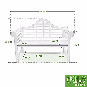 Achla Designs 125-0002 Lutyens Garden, 4 ft White Bench, 48-in L