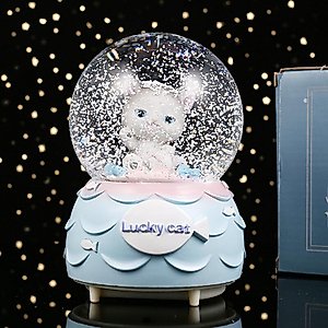 iFCOW Crystal Ball Music Box, Crystal Ball Music Box with Light Color Changing Snow Globes Music Boxes for Women Mom