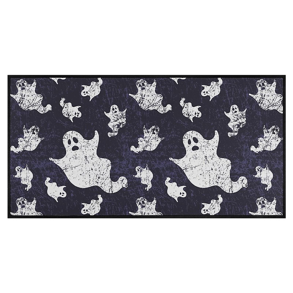TsyTma Vintage Halloween Ghosts Kitchen Rug Non-Slip Washable Black White Spooky Boo Floor Mat Bathroom Rug Area Mat Carpet for Home Hallway Sink Stove Laundry 39 x 20 Inch