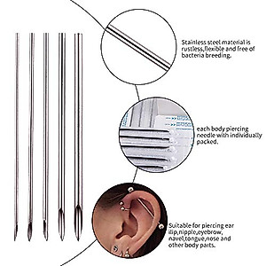Ear Nose Piercing Needles - 100pcs Mix Body Piercing Needles 12g.14g.16g.18g.20g Individualized Package for Piercing Needle Supplies Piercing Kit