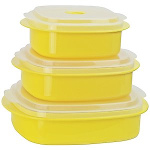 Reston Lloyd Calypso Basics Microwave Cookware, Steamer and Storage Set, Lemon, Multiple Sizes, 6-Piece