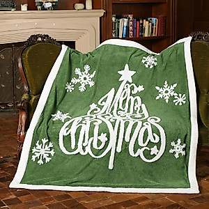 Amélie Home Sherpa Throw Blanket for Couch, Snow Sherpa Throw Blanket for Couch Soft Teddy Sherpa Reverse, Decorative Fleece Thick Warm Blanket for Sofa Bed (Green, 50 x 60'')