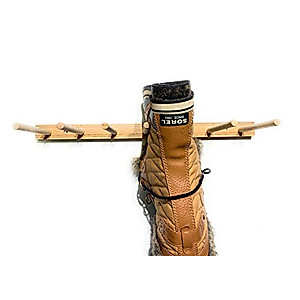 MWCSPORTS Reclaimed Solid Wood Boot Rack and Drying Rack Display Holds 2 to 3 Pairs of Boots Dark