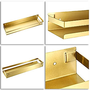 OwnMy 16 Inch Golden Shower Shelf Stainless Steel Shower Caddy Bathroom Shower Rack Shower Basket, Rust Proof Metal Kitchen Storage Caddy Floating Shelves Wall Mount Rectangular Corner Shower Shelf