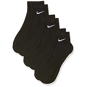 Nike Everyday Cushion Ankle Training Socks (3 Pair), Men's & Women's Ankle Socks with Sweat-Wicking Technology, Black/White, Large