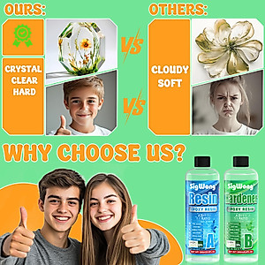 Epoxy Resin Clear Crystal Coating Kit 17.6oz - 2 Part Casting Resin for Art, Craft, Jewelry Making, River Tables, Bonus Gloves, Measuring Cup, Wooden Sticks, Gold Foil Flakes and Tweezers