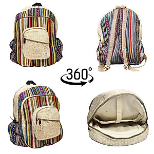 Core Hemp Boho Backpack - Handmade School Backpack - Lightweight Travel Bag