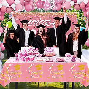 CESOF Graduation Tablecloth Party Decorations 2024, 3 Pack Black and Gold 54"x108" Congrats Grad Disposable Table Covers Plastic Cloth Tablecover for College High School Class of 2024 Party Supplies