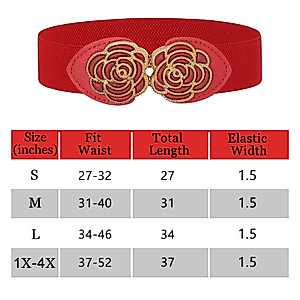 Wriidy Stretch Belt Black Flower Elastic Belt Women Fancy Girls Waist Accessories for Dress