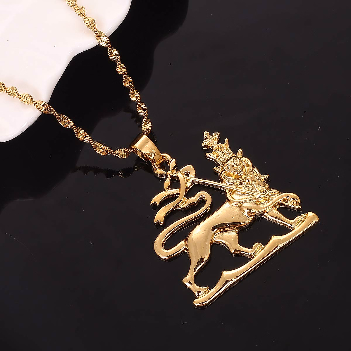 African Ethiopian Lion Pendant Necklace Lion of Judah Jewelry Charms Ethnic Gifts