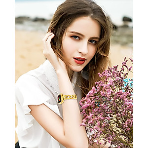 Dilando Cool Chain Metal Link Bands Compatible with Apple Watch 40mm 38mm 41mm 42mm 44mm 45mm Women Men, Gold Stainless Steel Bracelet with Bling Case for Iwatch SE Series 8 7 6 5 4 3 2 1 (Gold, 40mm)