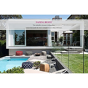 FBTS Prime Inflatable Footstool Ottoman Grey Geometry Round 21x9 Inch Patio Foot Stools and Ottomans Portable Footrest