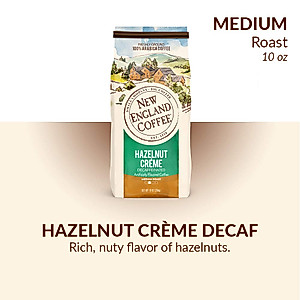 New England Coffee Hazelnut Crème Decaffeinated Medium-Roast Ground Coffee, 10oz. Bag (Pack of 3)