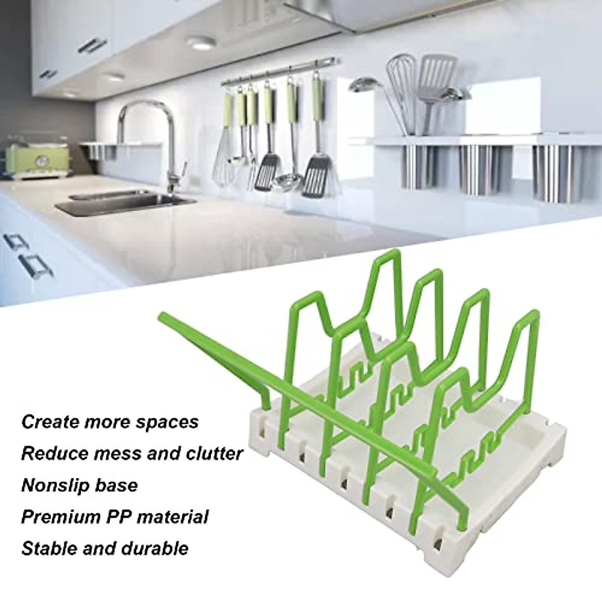 Cutting Board Rack,Pot Lid Holder Rack for Pots,Chopping Board Organizer Stand Holder Pan Lids Rack Organizer Cutting Board Organizer(green)