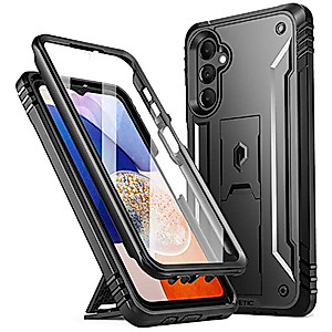 Poetic Revolution Series Case for Samsung Galaxy A14 5G, Full-Body Rugged Dual-Layer Shockproof Protective Cover with Kickstand and Built-in-Screen Protector, Black