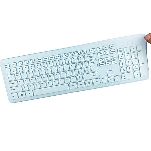 2 Pack Universal Computer Desktop Keyboard Cover Skin for Standard Size PC Computer Desktop Keyboards (Size: 17.52" x 5.51") Clear Waterproof Anti-Dust Silicone-Blue