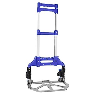 Heavy Duty Hand Truck & Dolly - 150 lb. Capacity Aluminum Utility Cart with Adjustable Shaft, Folds Down to Just 2" by Knack – Moving Equipment, Great for Lifting Boxes & Luggage (Orange)