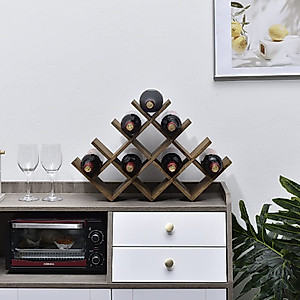 KIRIGEN 13-Bottle Wine Rack - 4-Tier Nature Wood Wine Display Rack/Standing and Countertop Wine Storage Shelf - Bottle Holder/Cabinet Glass Rack 4-Layer Dark Brown XHJJ4-DBR