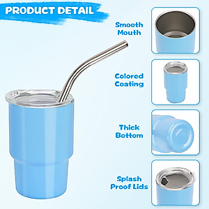 Yizhet 6 Pcs 2 oz Mini Tumbler Shot Glass with Straw and Lid, Sublimation Mini Shot Glass Tumblers, Stainless Steel Shot Glasses Set for Wedding Party Cocktail Coffee Whiskey (6 Colors)