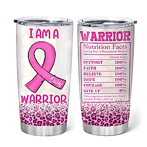 Hyturtle Personalized Breast Cancer Awareness Gifts For Women - Custom Name Stainless Steel Tumbler Coffee 20 oz With Lid - Breast Cancer Survivor Gifts For Friend, Mom On Awareness Month, Christmas