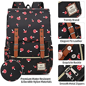 YGR Floral Laptop Backpack for Women, Female, College, Travel, Business, Outdoor Sports, Office, Work (Mushroom)